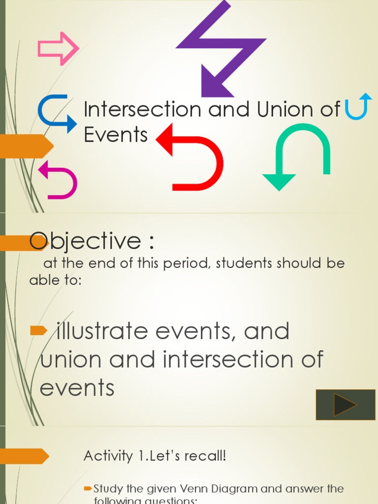 Intersection and Union of Events | PDF | Teaching Mathematics | Cognition