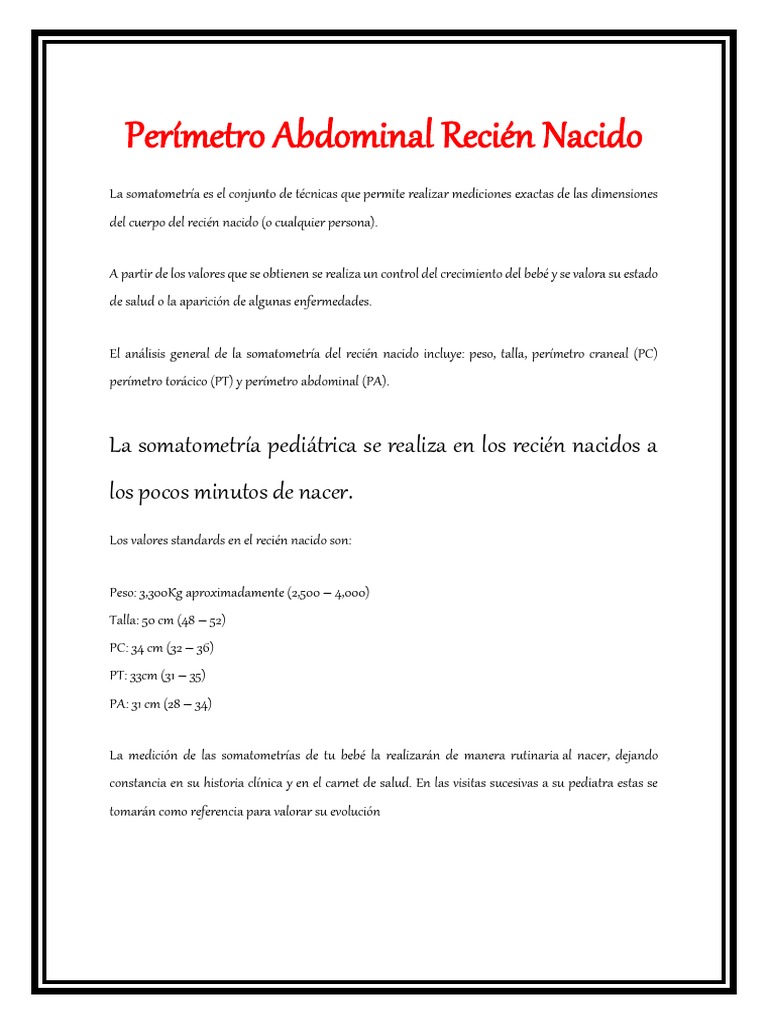 Medición del Perímetro Abdominal Neonatal | PDF | Relaciones personales ...
