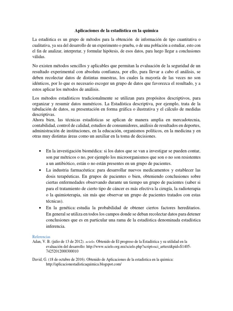 Estadística En La Química Aplicaciones Clave Pdf Estadísticas Cáncer