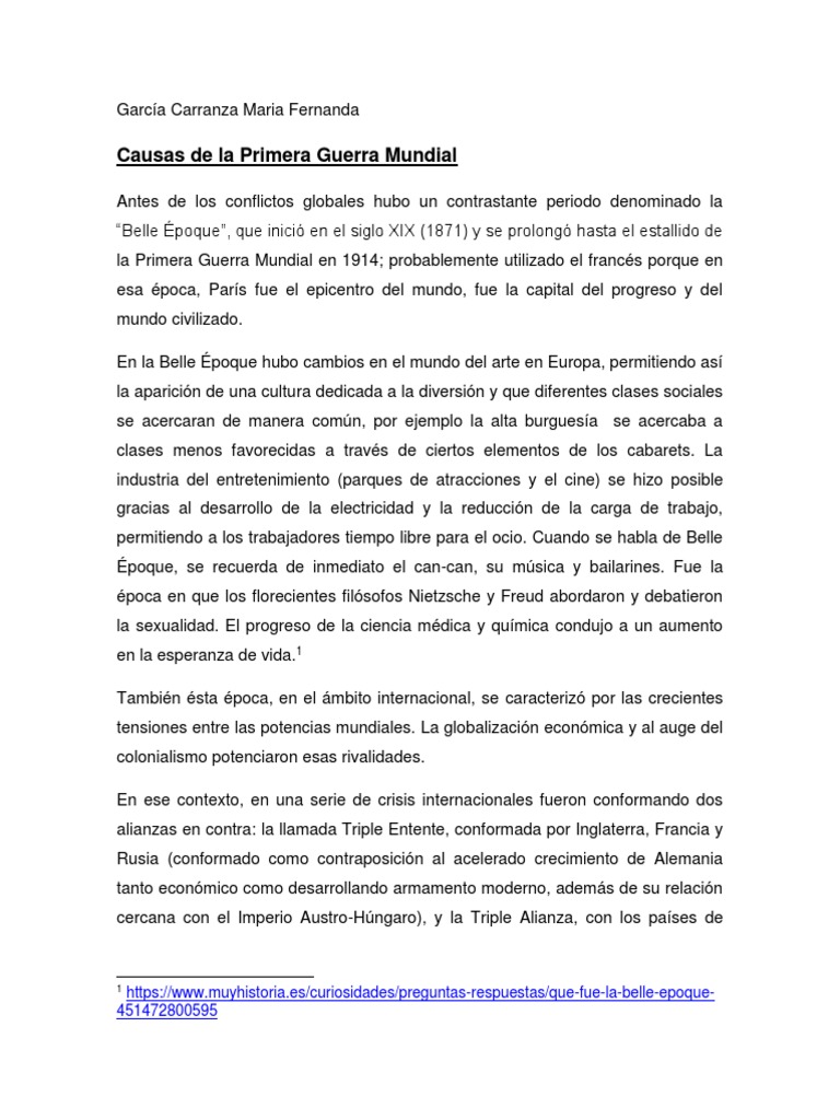 Causas de la Primera Guerra Mundial | PDF | Primera Guerra Mundial ...