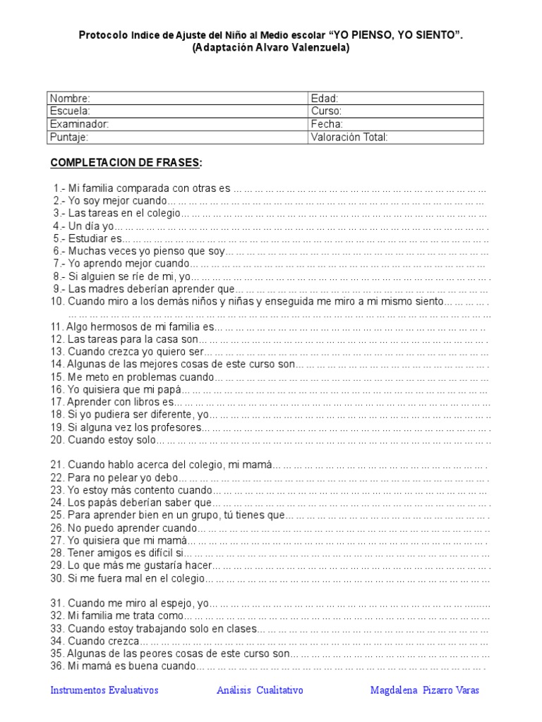 Protocolo "Yo Pienso, Yo Siento" | PDF | Ajedrez | Juegos y actividades