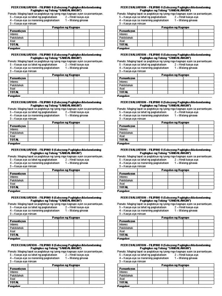 Individual PEER EVALUATION For Group Projects | PDF
