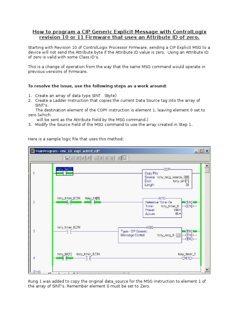 How To Program A CIP Generic Explicit Message With ControlLogix ...
