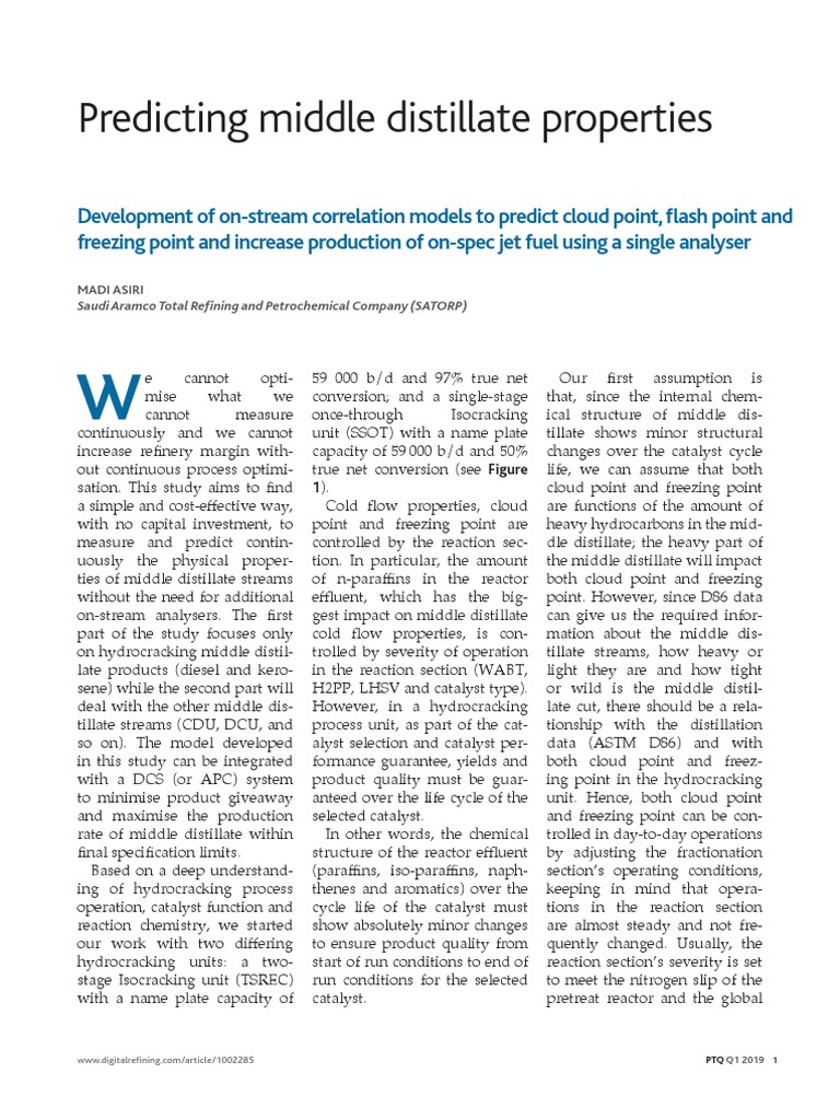 Predict MIddle Distillate Properties | PDF | Oil Refinery | Cracking ...
