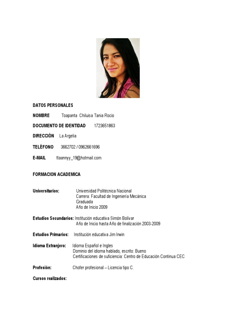 CURRICULUM Tania PDF | PDF