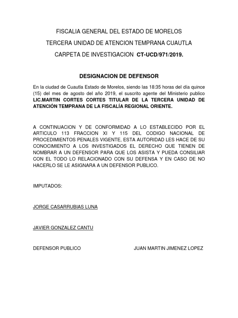 Formato DesignaciOn de Abogado | PDF