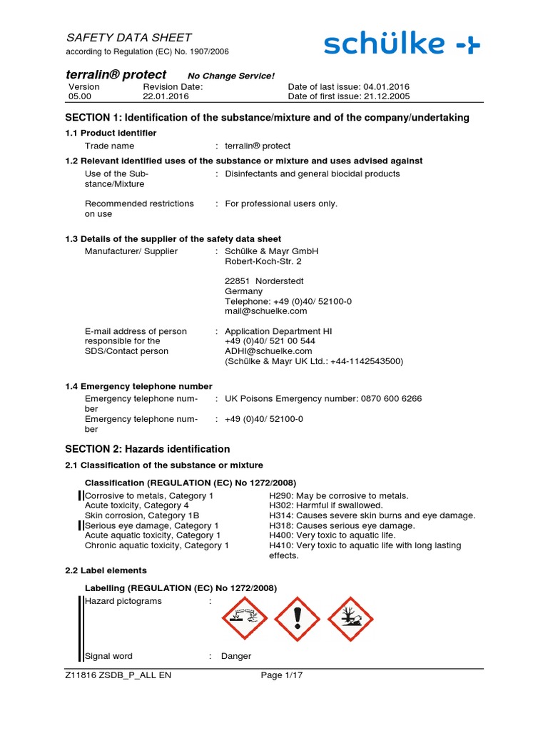MSDS Terralin | PDF | Toxicity | Safety