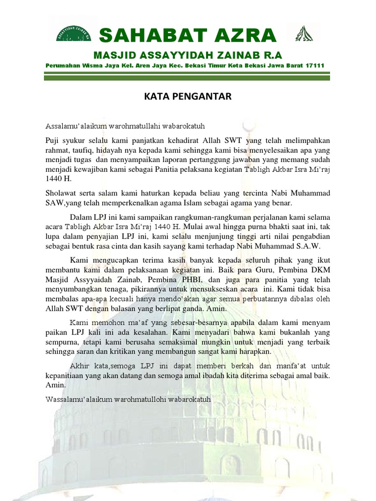 Kata Pengantar LPJ | PDF