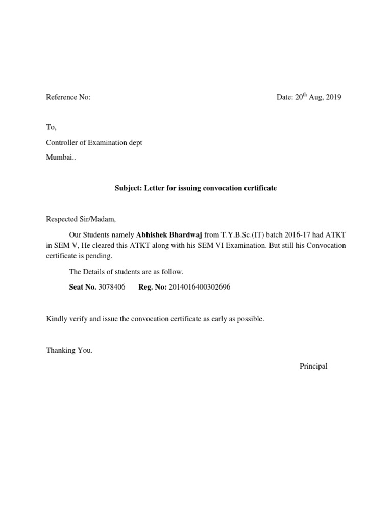 Convocation Letter Pdf