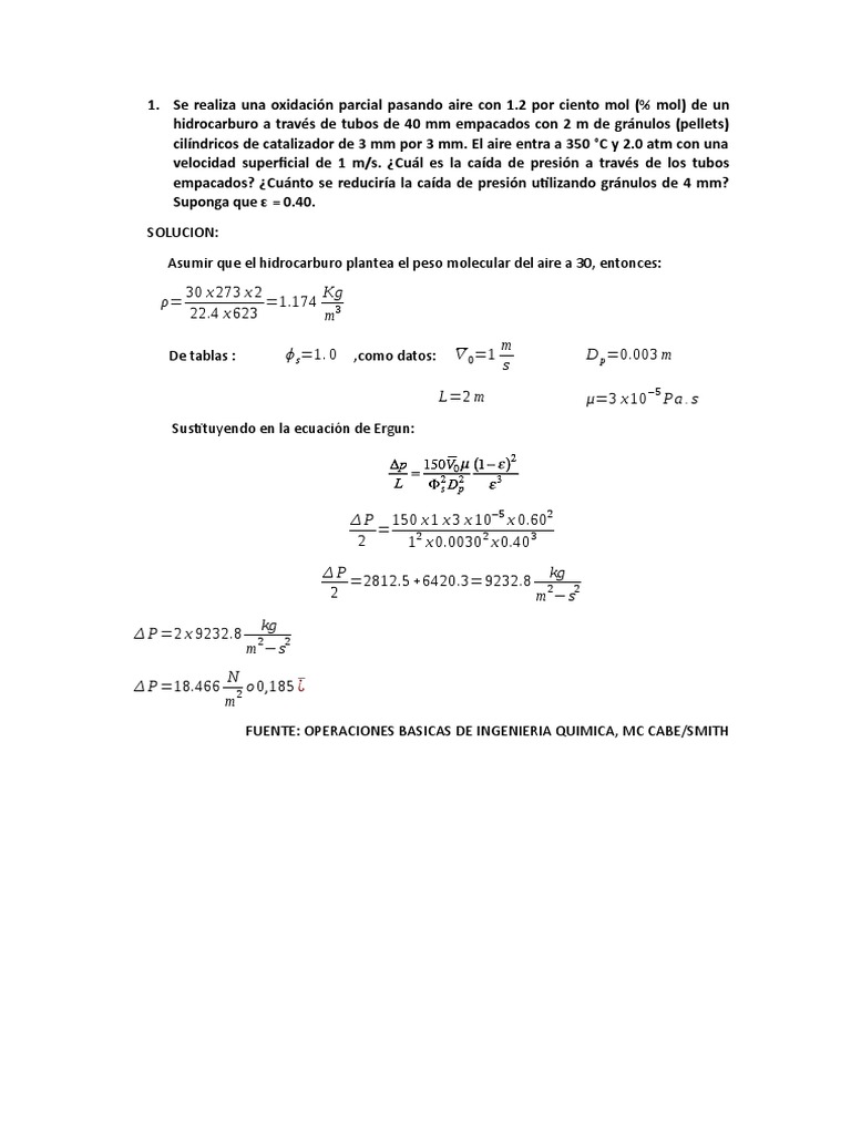 Problema de Lecho Fluidizado | PDF