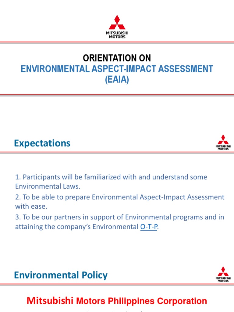 Orientation On: Environmental Aspect-Impact Assessment (EAIA) | PDF ...