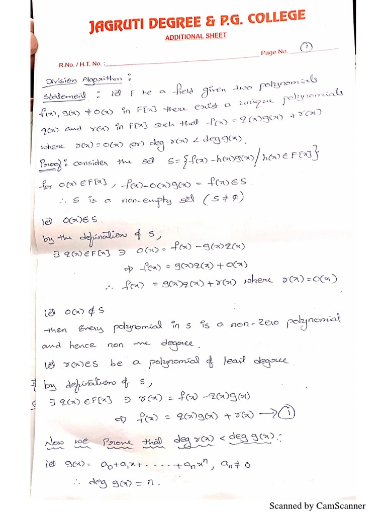 Division Algorithm | PDF