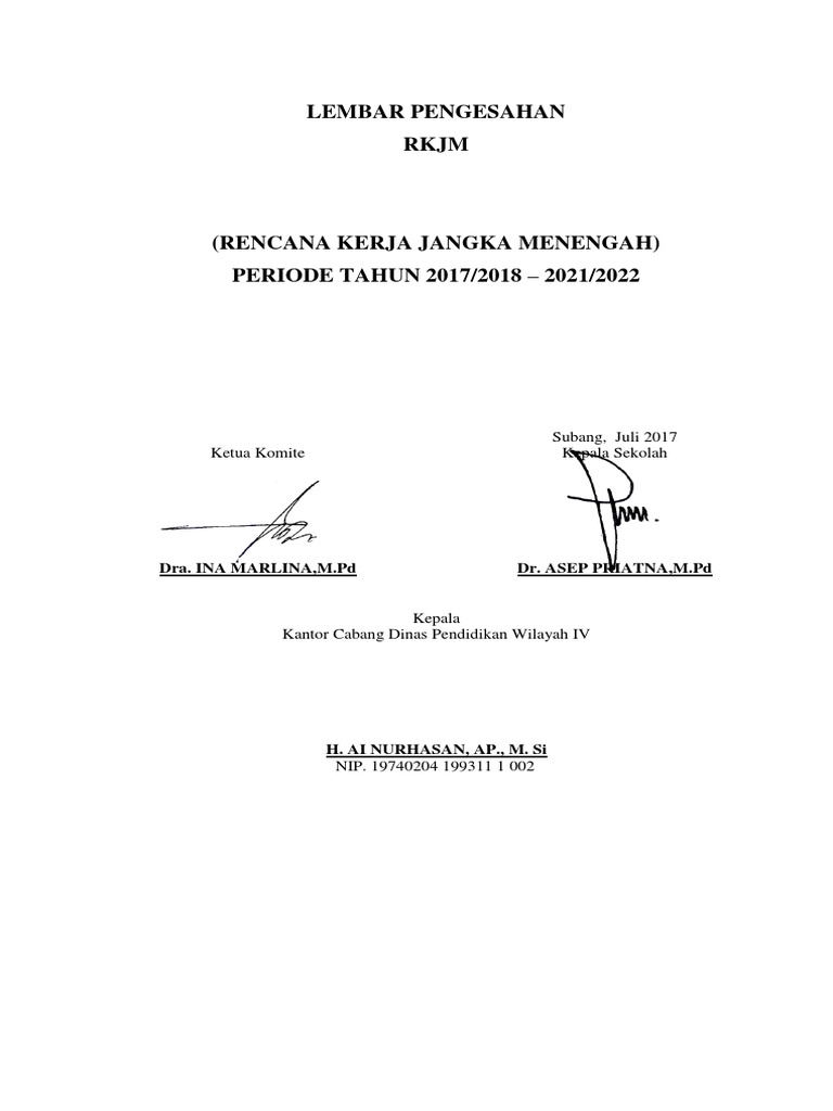 LEMBAR PENGESAHAN RKJM | PDF