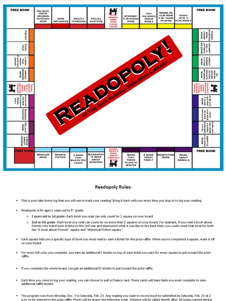 Readopoly Reading Challenge Rules | PDF