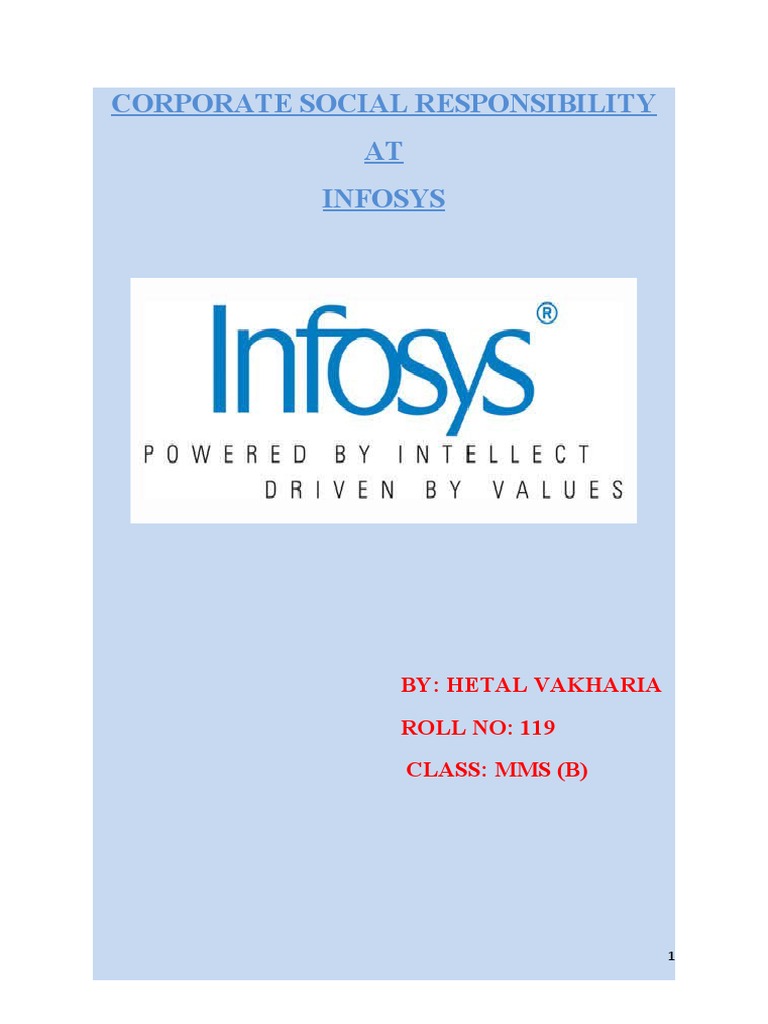 Infosys Corporate Social Responsibility Initiatives | PDF | Internship ...