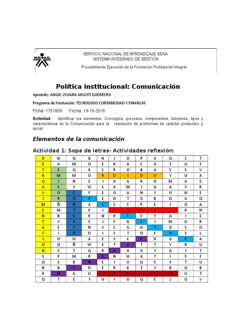 Sopa de Letras: Elementos de Comunicación | PDF | Semiótica | Comunicación