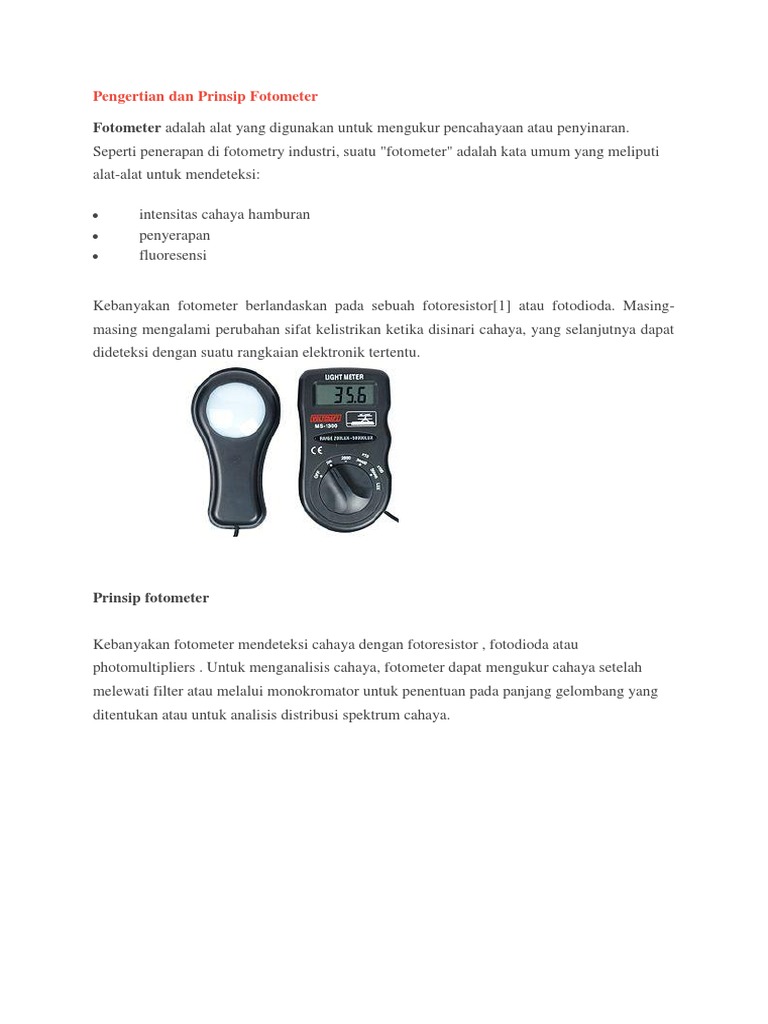 Pengertian Dan Prinsip Fotometer | PDF