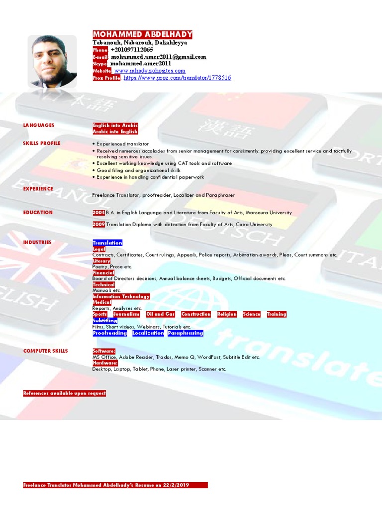 Mohammed Amer CV | PDF | Translations | Computing