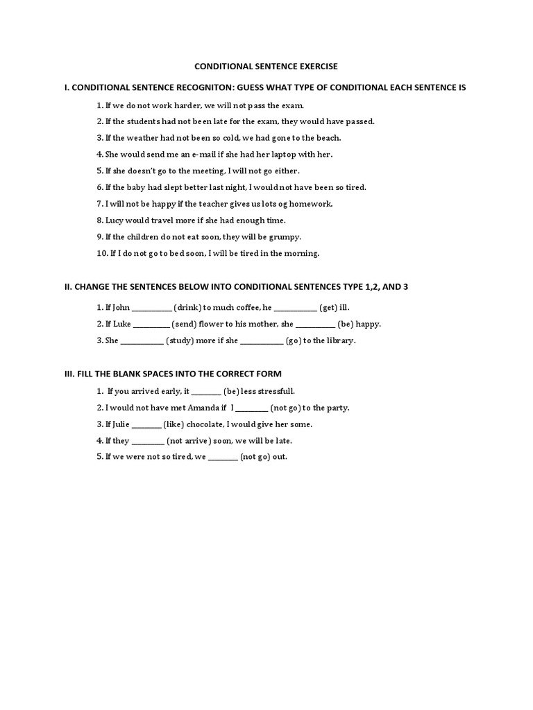 Conditional Sentence Exercise | PDF