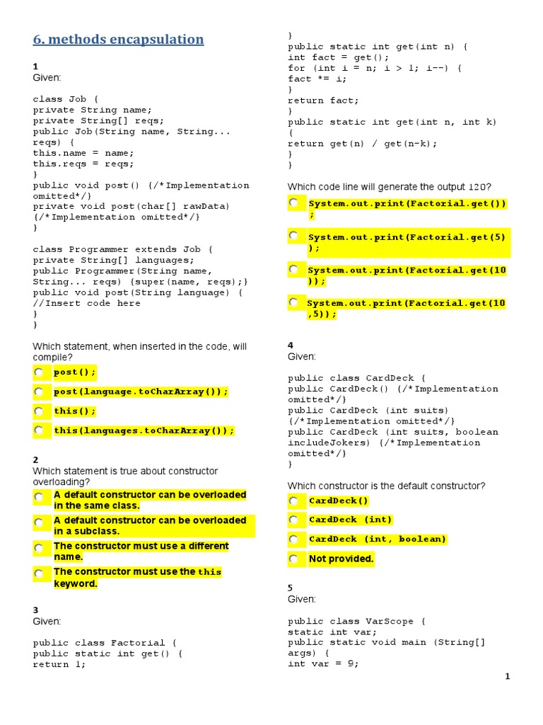 Prestest 2 Pdf Method Computer Programming Constructor Object Oriented Programming