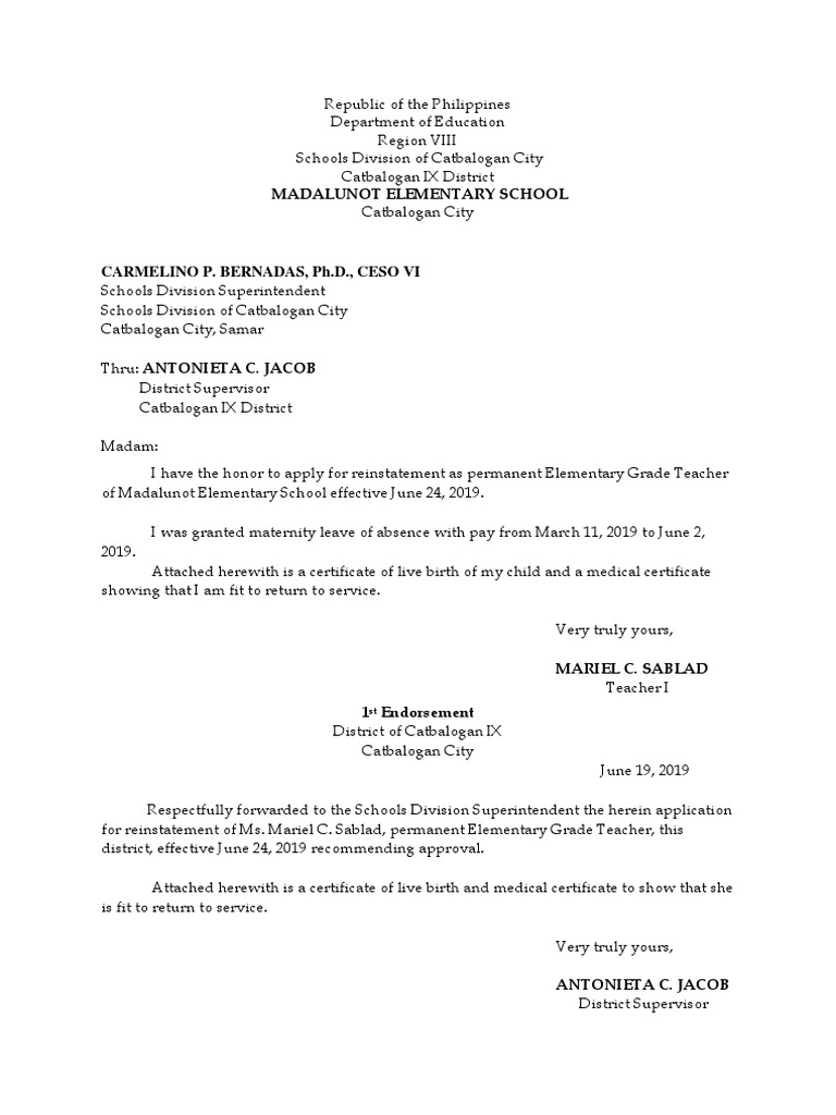 Letter For Reinstatement | PDF