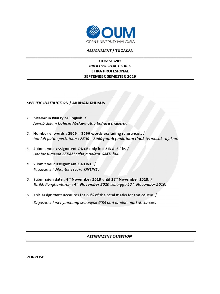 OUM Assignment - Etika Professional / Professional Ethics | PDF ...