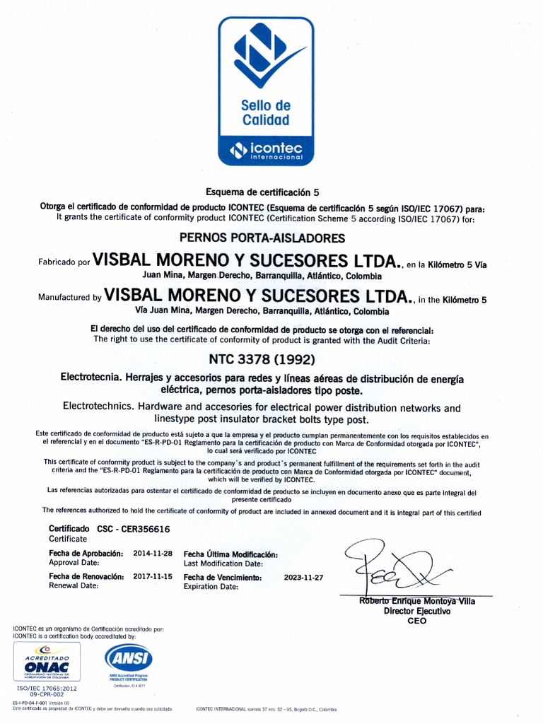 Certificado ICONTEC | PDF