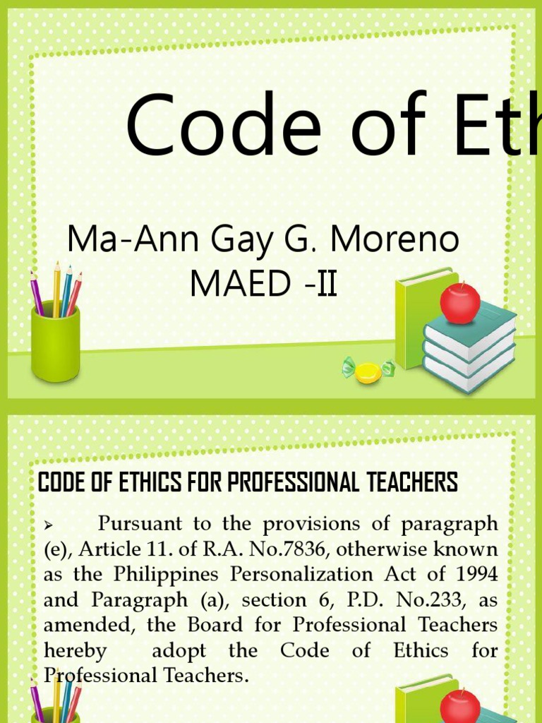 Code of Ethics | PDF | Profession | Teachers