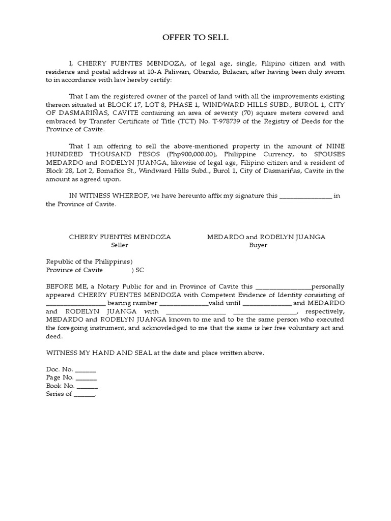 Offer To Sell | PDF