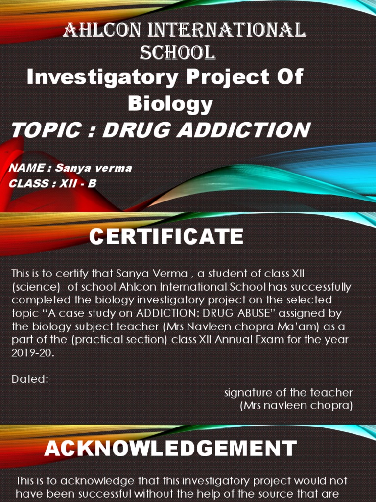 Investigatory Project On Drug Addiction 2 | PDF | Substance Dependence ...