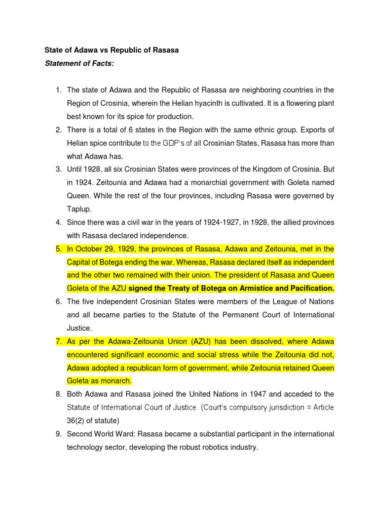 State of Adawa Vs Republic of Rasasa Draft Grid | PDF | International ...