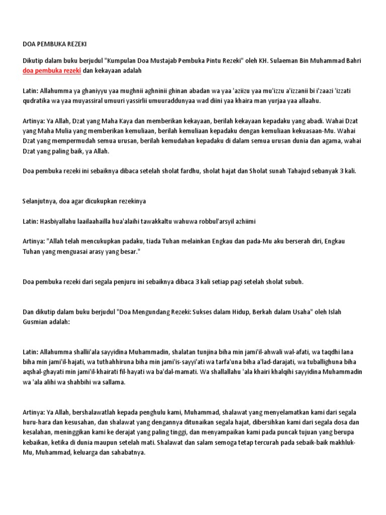 Doa Pembuka Rezeki | PDF