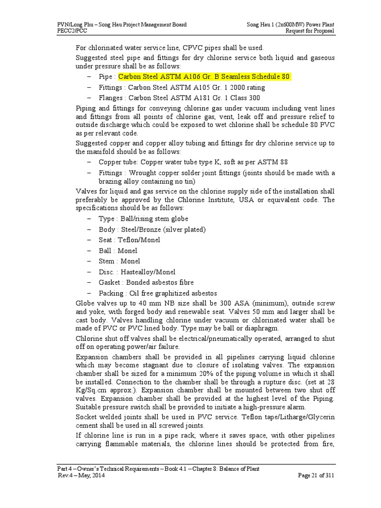 SH1 RFP - P4 OTR - Ch8 Balance of Plant - p21-24 | PDF | Pipe (Fluid Conveyance) | Valve