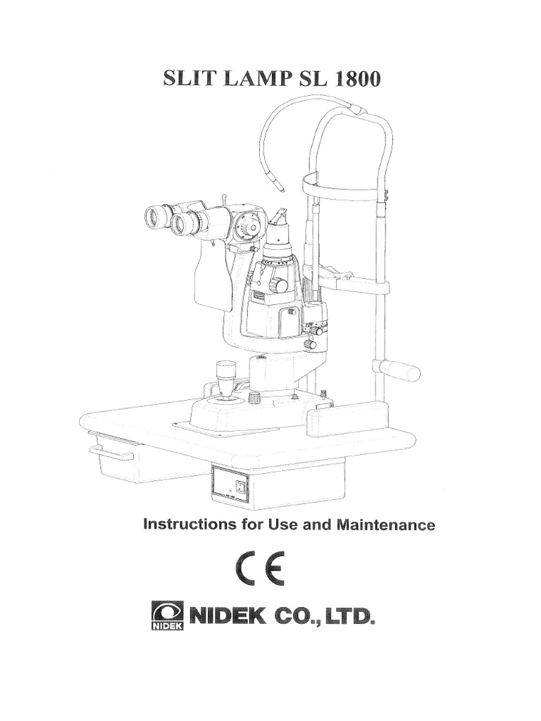 Nidek SL-1800 Slit Lamp - Maintenance Manual | PDF
