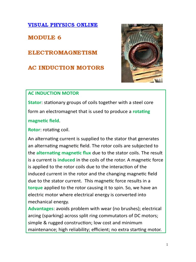 Electromagnetism Ac Induction Motors: Visual Physics Online | PDF ...