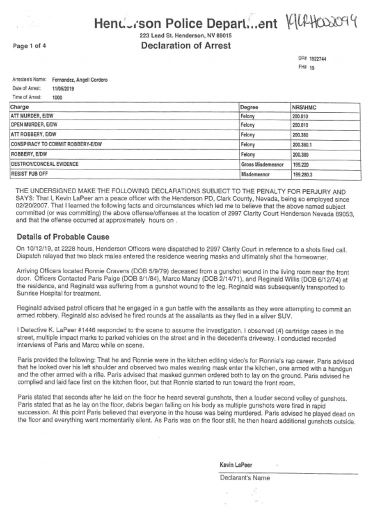 Angell Fernandez Arrest Report | PDF