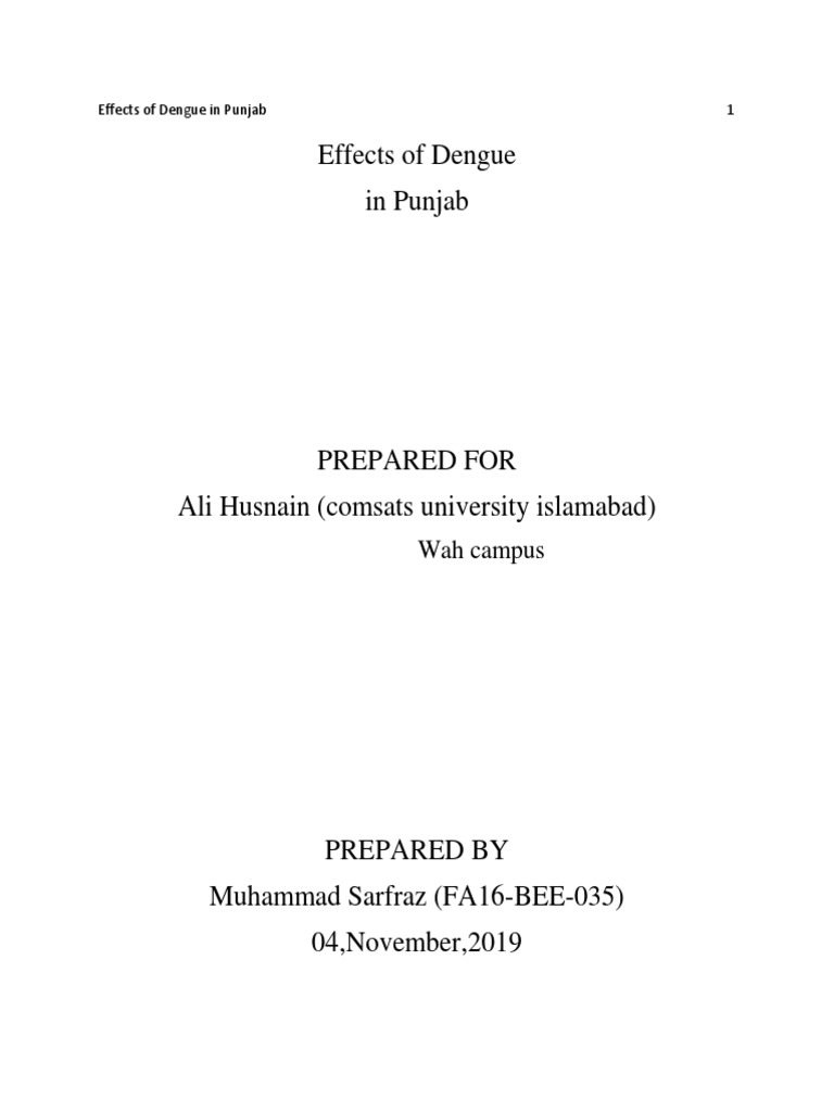 Report Sample On Dengue | Download Free PDF | Virus | Intensive Care Unit