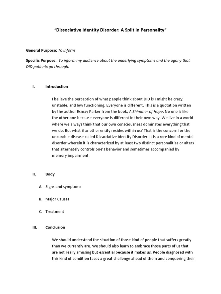 Dissociative Identity Disorder | PDF | Mental Disorder | Psychological ...