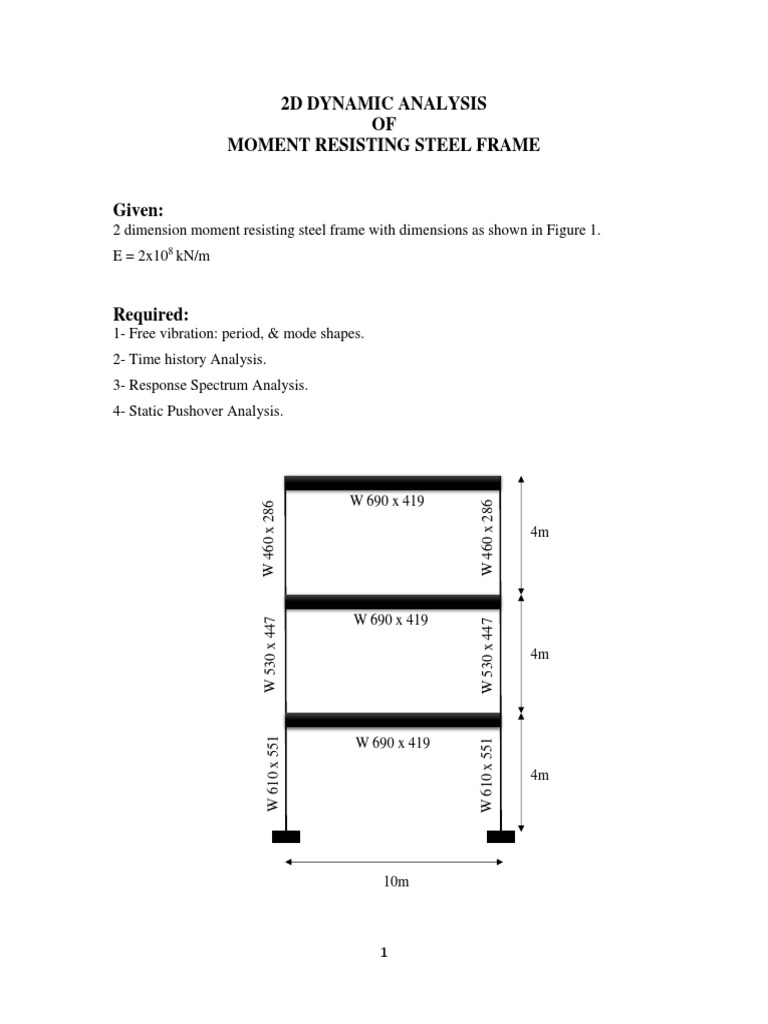 2D Steel Frame Dynamic Analysis Guide | PDF | Function (Mathematics ...