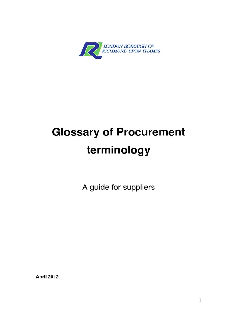 Glossary of Procurement Terminology 2 | PDF | Procurement | Employment