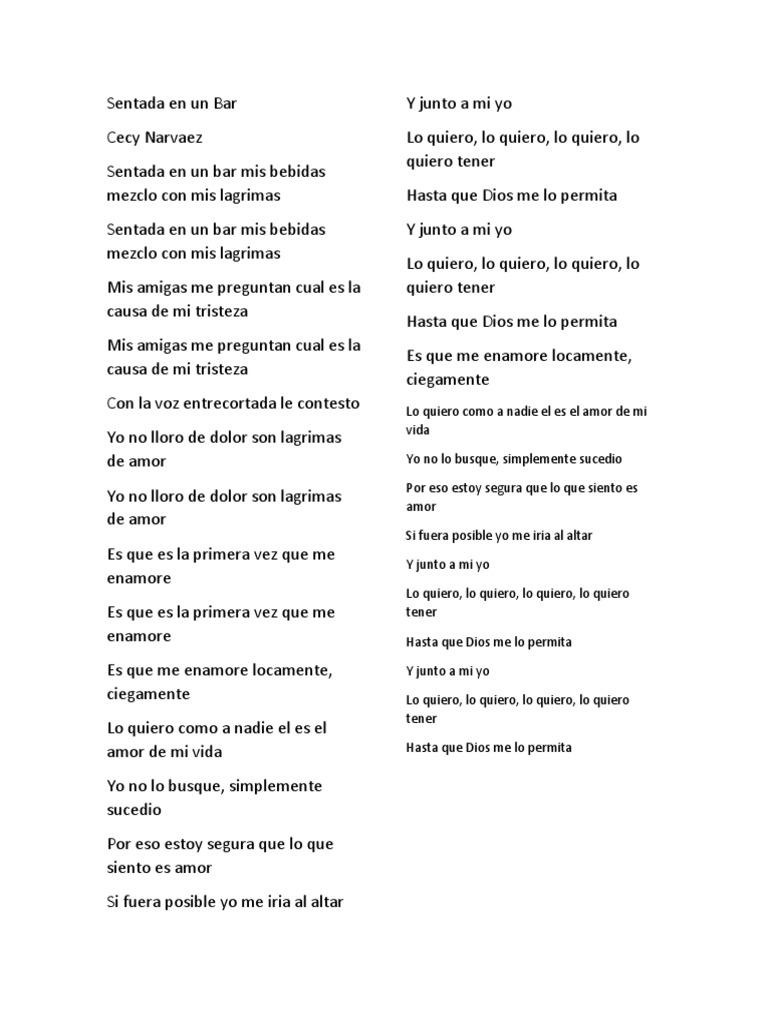 Sentada en un Bar: Letra y Acordes | PDF