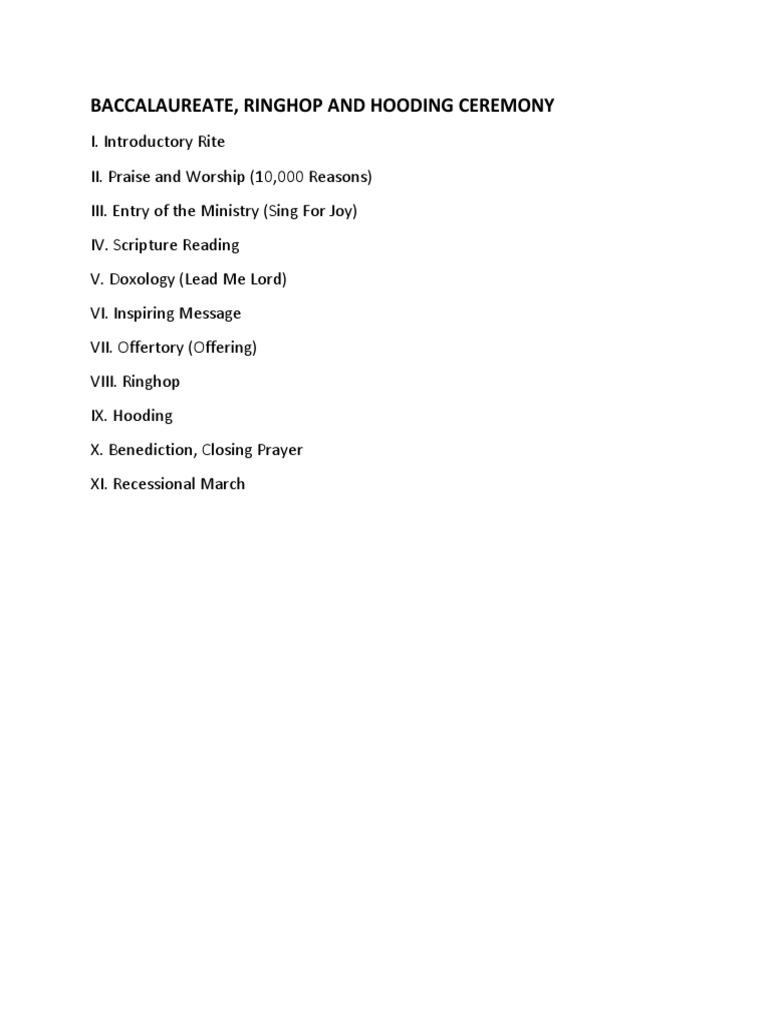 Baccalaureate, Ringhop and Hooding Ceremony | PDF