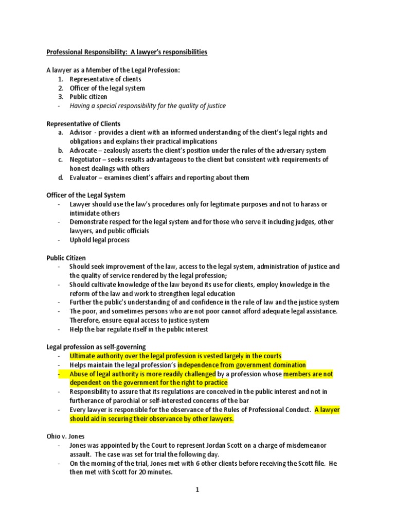 Outline ProfessionalResponsibility | PDF | Lawyer | Fee