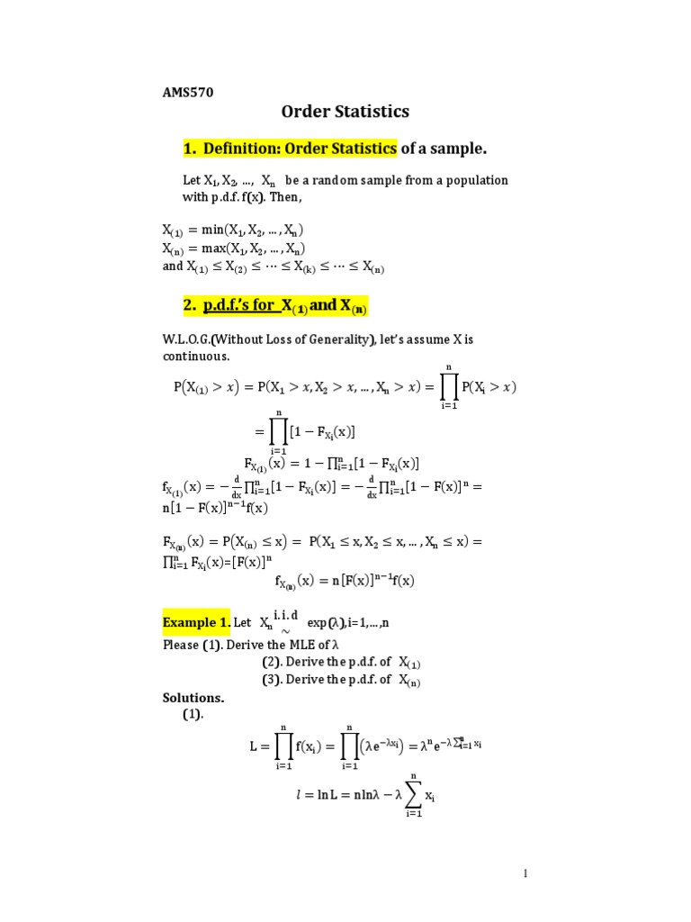 Order Statistics: Definitions and Examples | PDF | Mean Squared Error ...