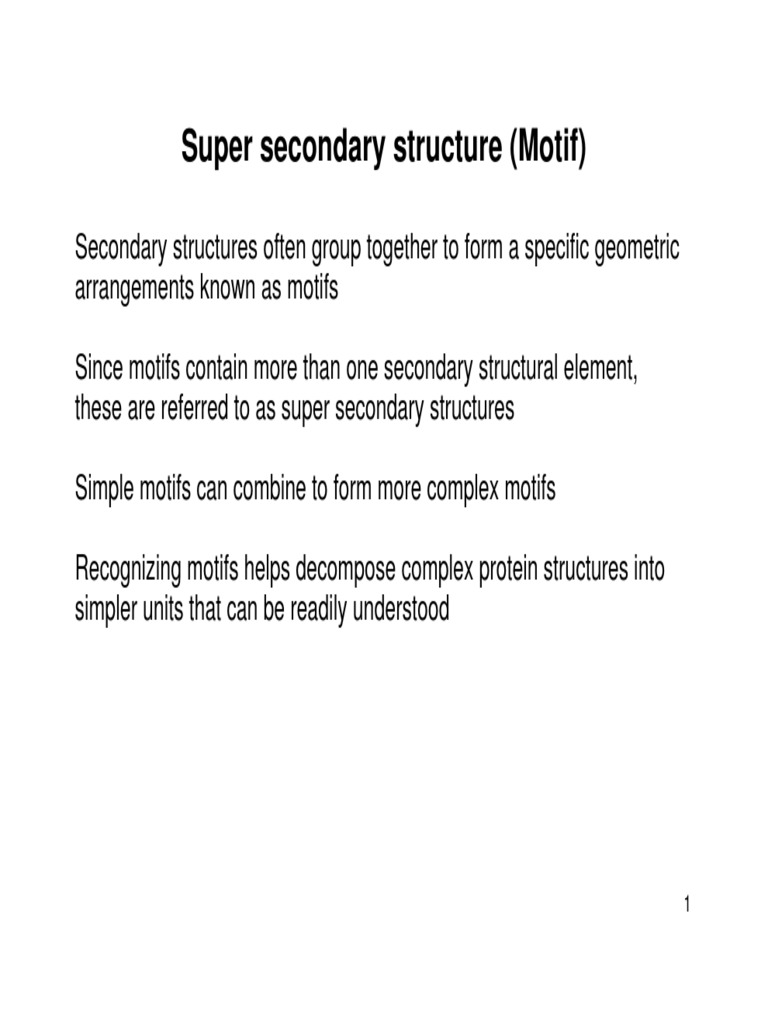 Super Secondary Structure (Motif) | PDF | Alpha Helix | Structural Motif