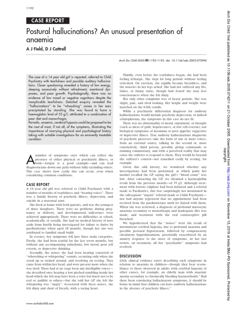 Postural Hallucinations - Full | PDF | Hallucination | Psychiatry
