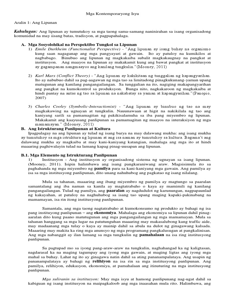 Aralin 1 Ang Lipunan | PDF