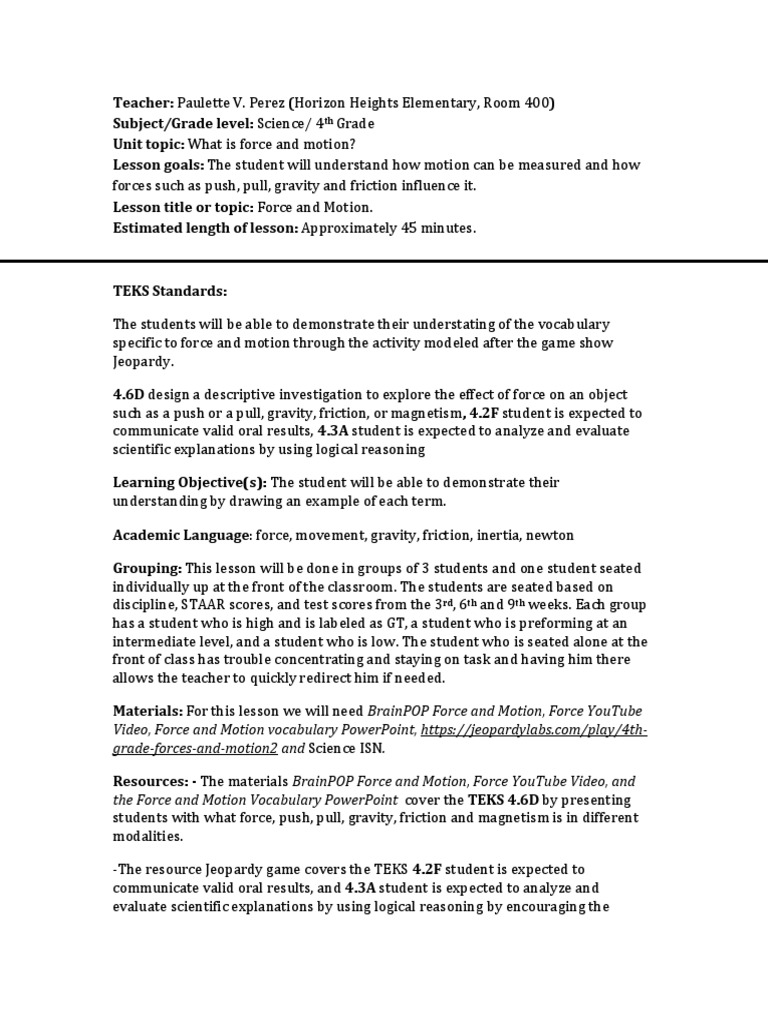 Grade-Forces-And-Motion2 and Science Isn. The Force and Motion ...