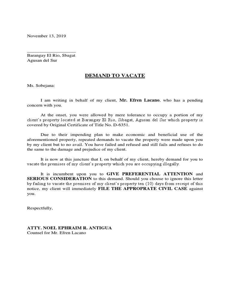 Demand To Vacate | PDF
