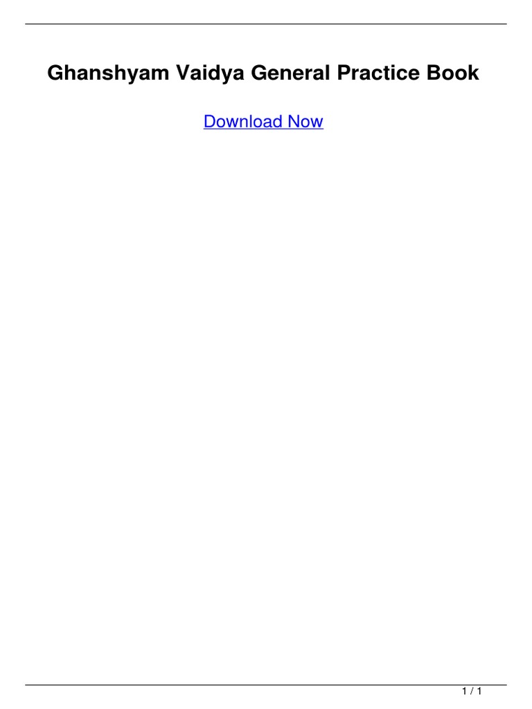 Ghanshyam Vaidya General Practice Book: Download Now | PDF